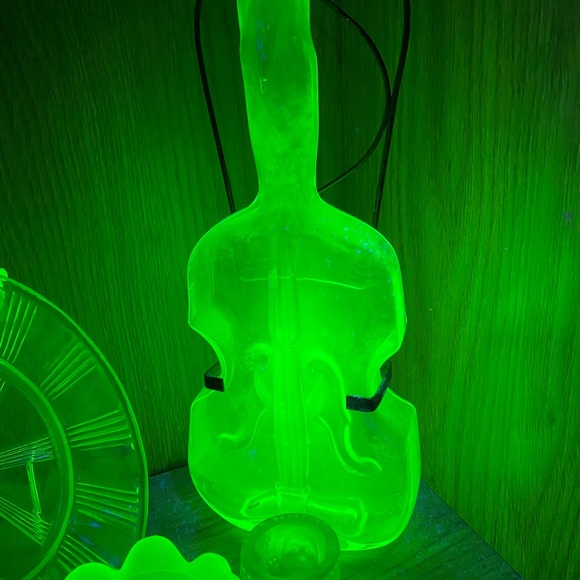 Source Unknown | Accents | Vintage Uranium Glass Violinfiddle With ...